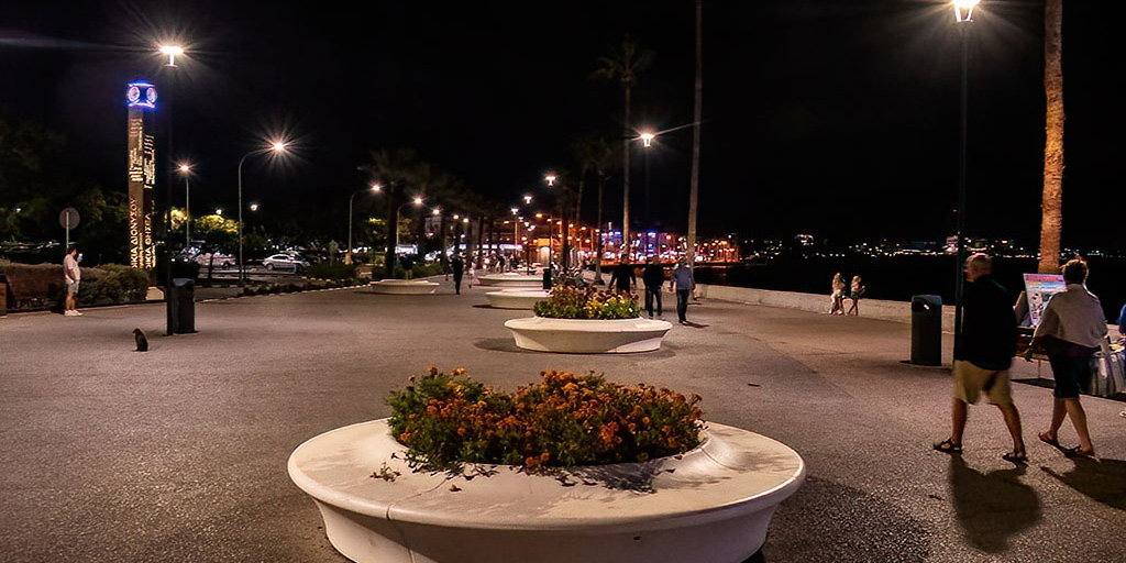 Paphos Seafront At Night
